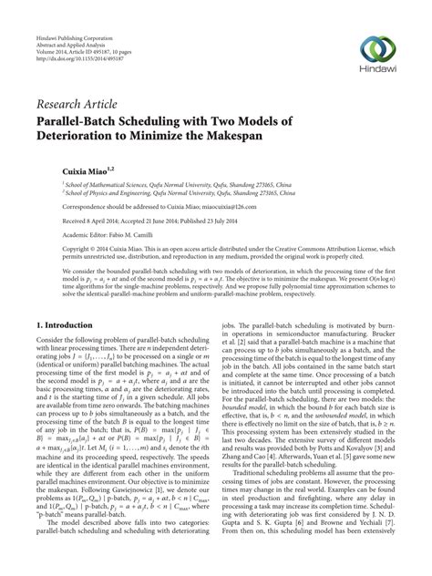 pdf parallel batch scheduling with two models of deterioration to minimize the makespan