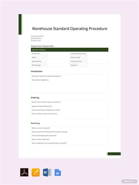 Laboratory Standard Operating Procedure Template In Word Pdf Apple