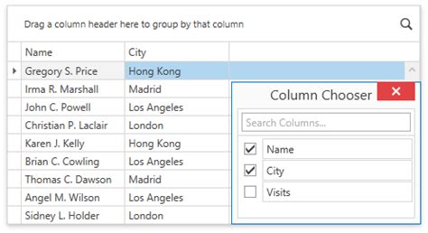 Show And Hide Columns WPF Controls DevExpress Documentation