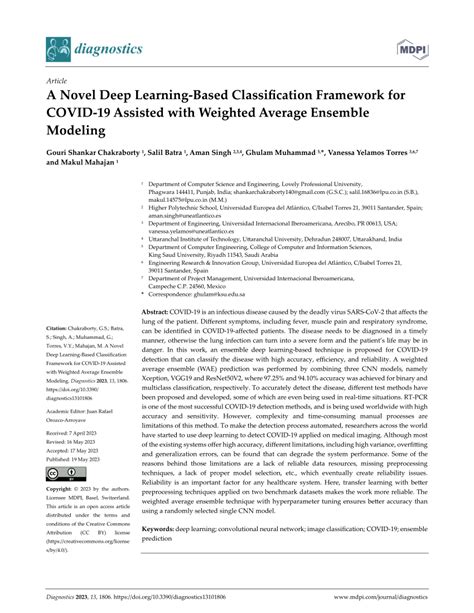 PDF A Novel Deep Learning Based Classification Framework For COVID 19