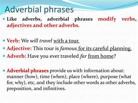 PPT ADVERBS AND ADVERBIAL PHRASES PowerPoint Presentation Free