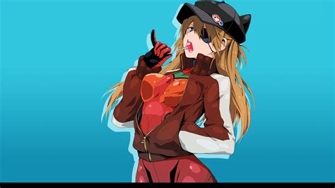 Redhead Long Hair Blue Eyes Blonde Hands In Pockets Looking At Viewer Asuka Langley Soryu