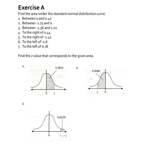 solved exercise 𝐀 find the area under the standard normal distribution curve 1 between o and