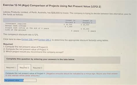 solved exercise 12 14 algo comparison of projects using