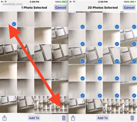 how to select multiple photos quickly on iphone and ipad with a drag and select gesture