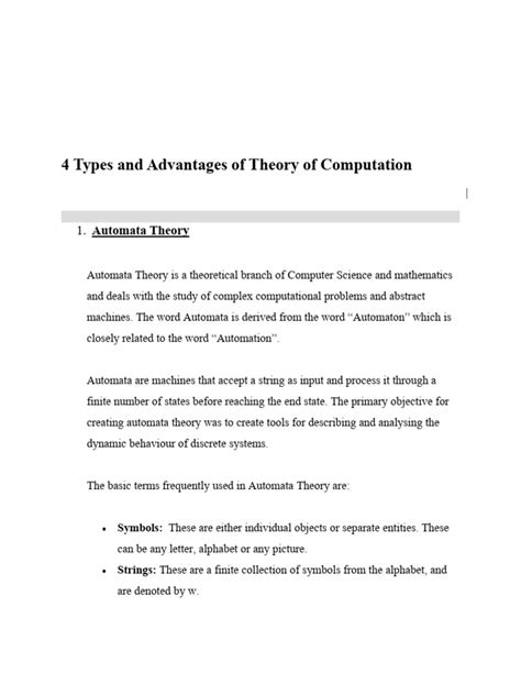 4 types and advantages of theory of computation pdf automata theory theory of computation