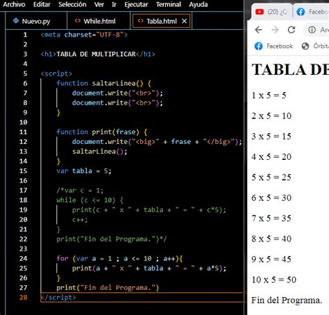La tabla de multiplicar Lógica de programación Conceptos