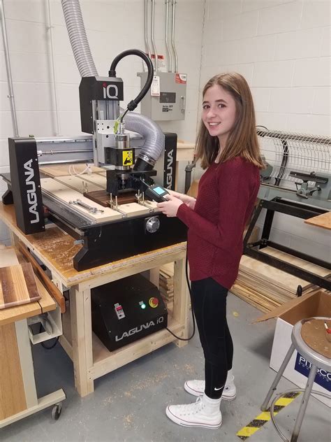A Strayer Middle School Student On Their IQ CNC Tabletop Router