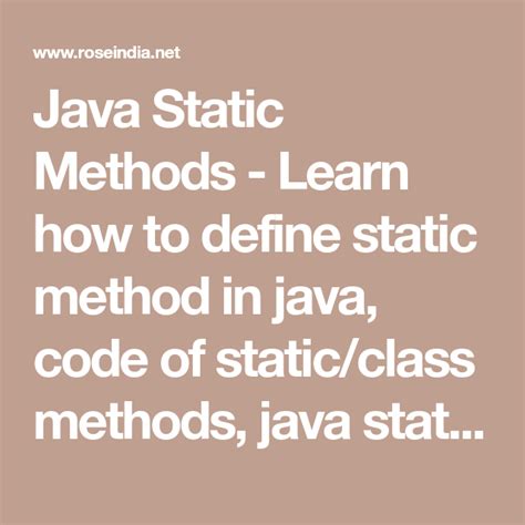 java static methods learn how to define static method in java code of static class methods