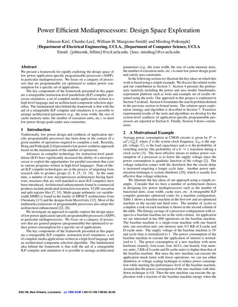 pdf power efficient mediaprocessors design space exploration