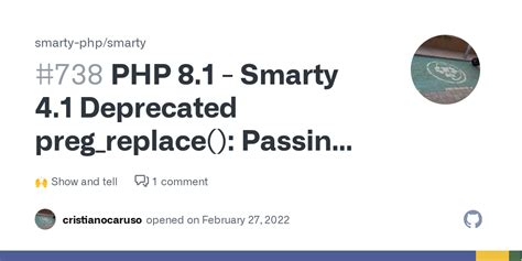 PHP 8 1 Smarty 4 1 Deprecated Preg Replace Passing Null To