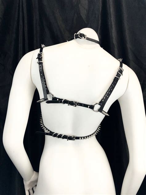 The Slain Spiked Bra Leather Bra With Spike Detail Custom Etsy