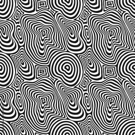 Vector Seamless Pattern Thin Curved Lines Striped Black White