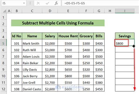 How To Subtract Multiple Cells In Excel 6 Effective Methods ExcelDemy