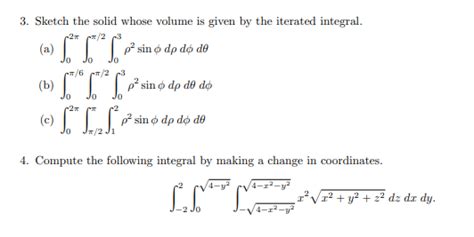 solved 3 sketch the solid whose volume is given by the