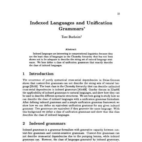 indexed languages and unification grammars acl anthology
