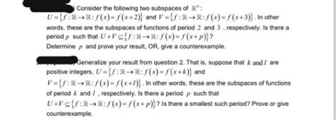 solved consider the following two subspaces of r r u {f
