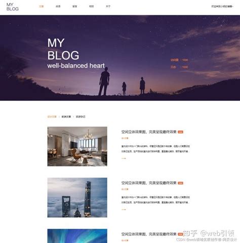 html5 css大作业——个人相册展示留言博客模板 6页 知乎
