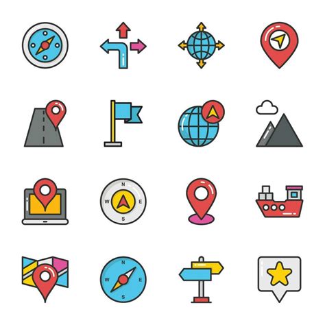 Maps And Navigation Vector Icons Set 25466305 Vector Art At Vecteezy