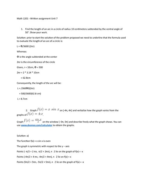 math 1201 wa unit 7 written assignment unit 7 math 1201 written assignment unit 7 find the