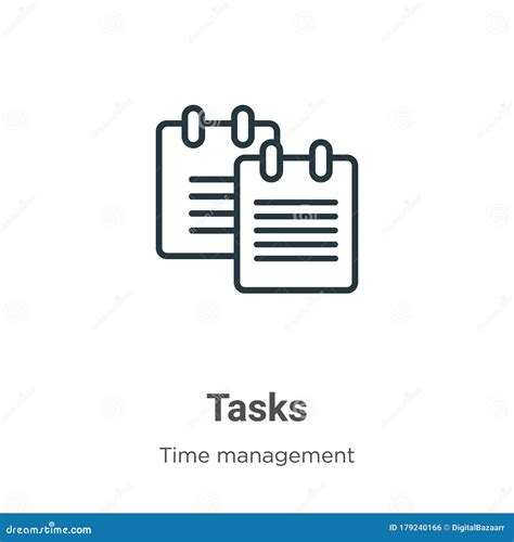 Tasks Outline Vector Icon Thin Line Black Tasks Icon Flat Vector