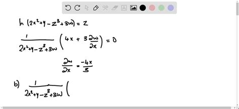 solved find ∂w ∂x ∂w ∂y and ∂w ∂z using implicit differentiation leave your answers in