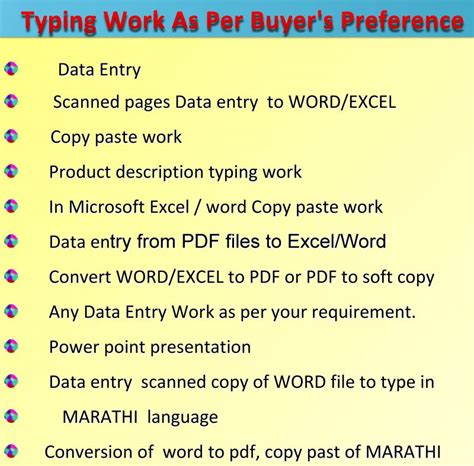 I Have Offer Services In Data Entry Word Excel In English And Marathi