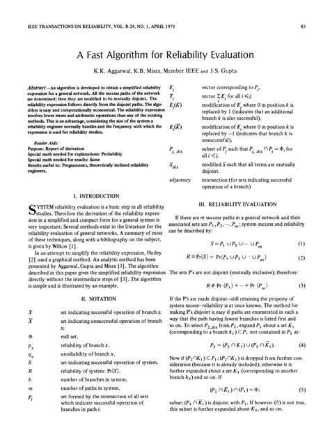 pdf a fast algorithm for reliability evaluation