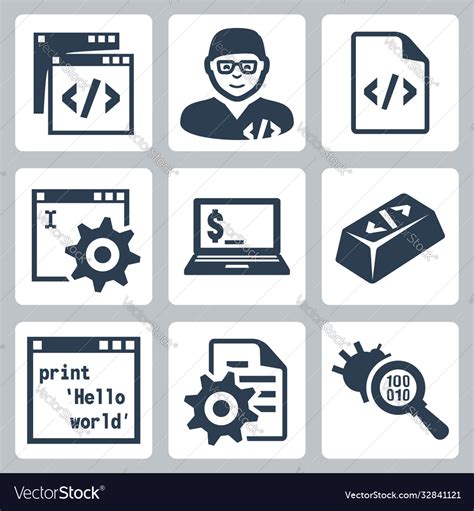 Programming And Software Development Icons Set Vector Image