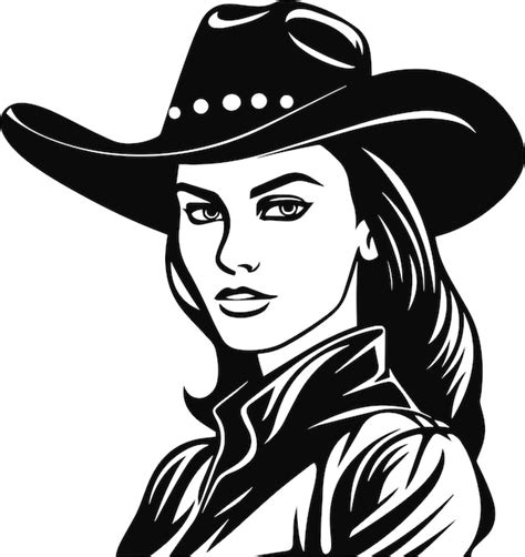 Niña Vaquero Con Un Sombrero Mujer Negra Silueta De Vaquero Mujer Con Sombrero Ilustración