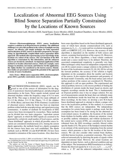 pdf localization of abnormal eeg sources using blind source separation partially constrained