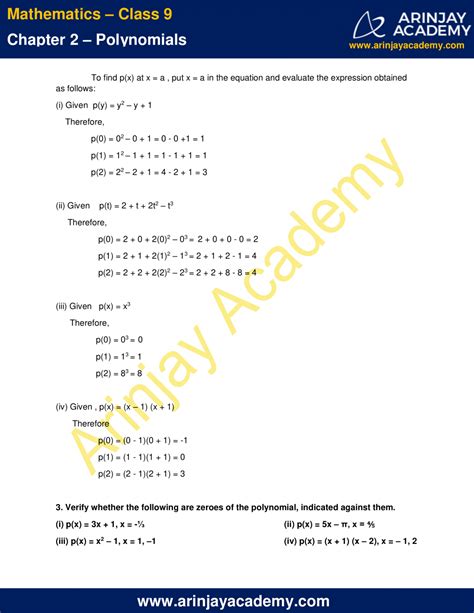 ncert solutions for class 9 maths chapter 2 exercise 2 2 polynomials