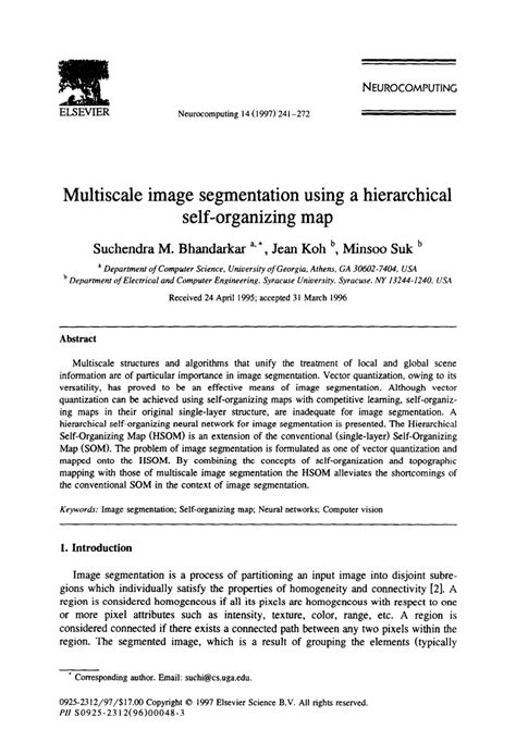 pdf multiscale image segmentation using a hierarchical self organizing map