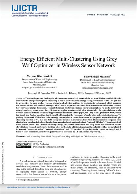 pdf energy efficient multi clustering using grey wolf optimizer in wireless sensor network