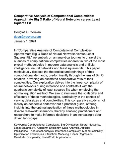 pdf comparative analysis of computational complexities approximate big o ratio of neural