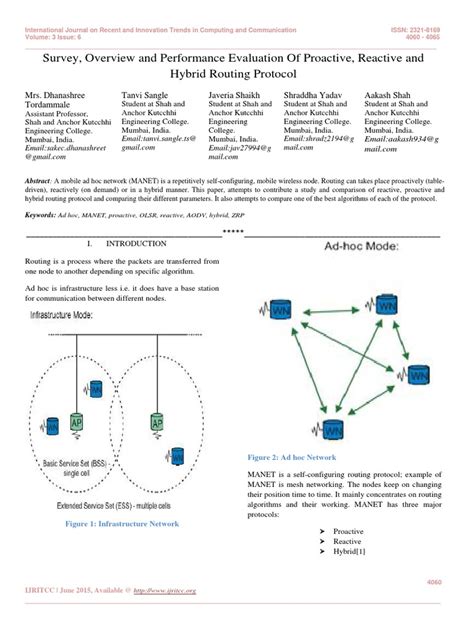 survey overview and performance evaluation of proactive reactive and hybrid routing protocol