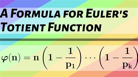 number theory a formula for euler s totient function youtube