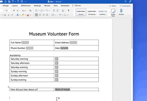 How To Create A Fillable Form In Word Printable Forms Free Online