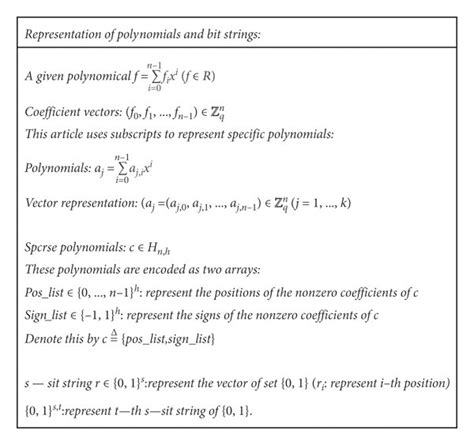 some definitions of representation of polynomials and bit strings download scientific diagram