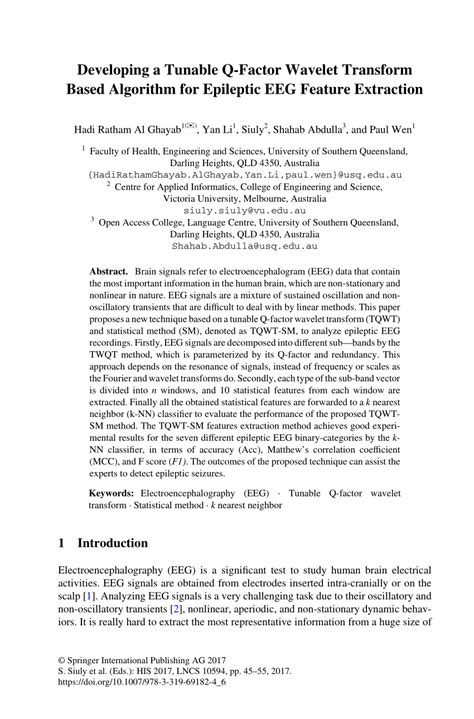 pdf developing a tunable q factor wavelet transform based algorithm for epileptic eeg feature
