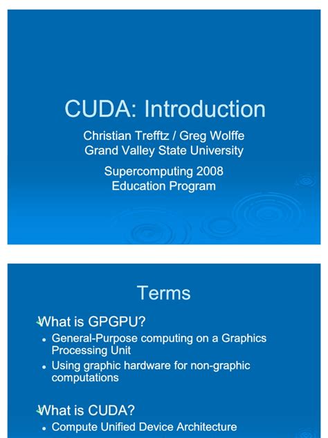 cuda introduction pdf parallel computing thread computing