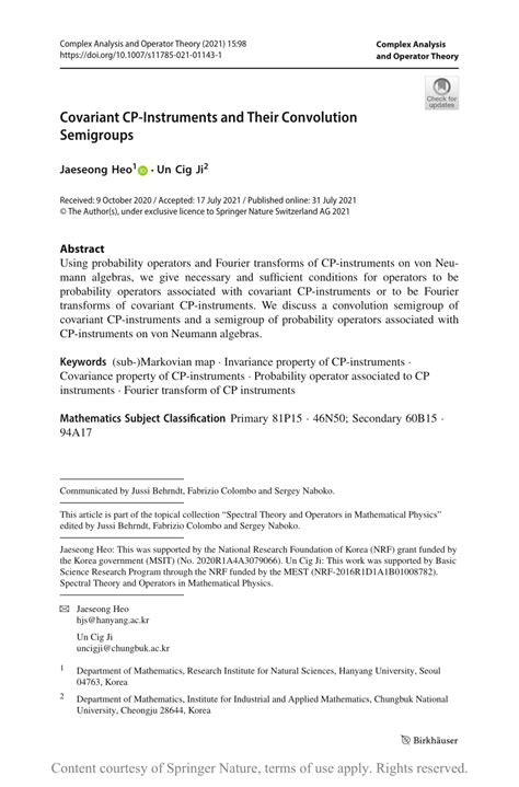 covariant cp instruments and their convolution semigroups request pdf