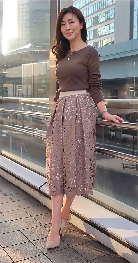 Korean Women Korean Lady Lace Skirt Midi Skirt Japanese Models Japanese Beauty Big Boobs
