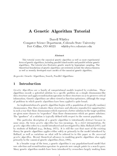 a genetic algorithm tutorial pdf genetic algorithm mathematical optimization