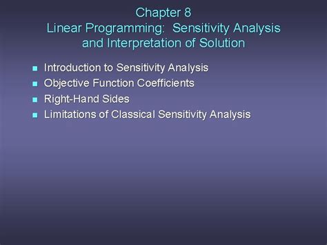 chapter 8 linear programming sensitivity analysis and interpretation