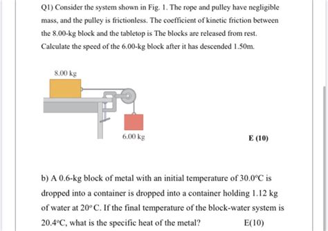solved q1 consider the system shown in fig 1 the rope
