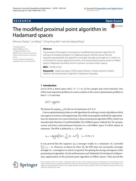 pdf the modified proximal point algorithm in hadamard spaces