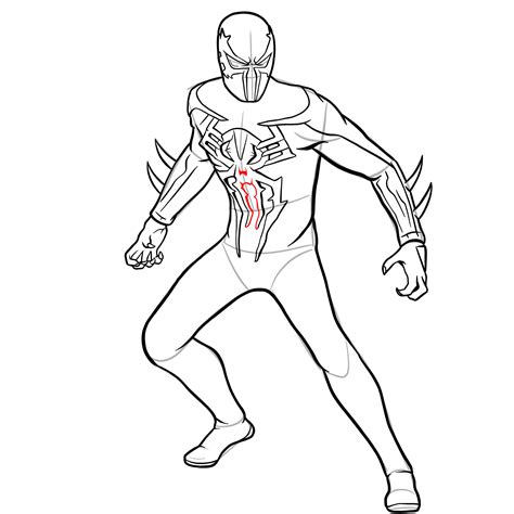 How To Draw Spider Man 2099 Sketchok Easy Drawing Guides