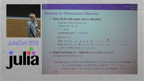 juliacon 2016 iterative methods for sparse linear systems in julia lars ruthotto youtube