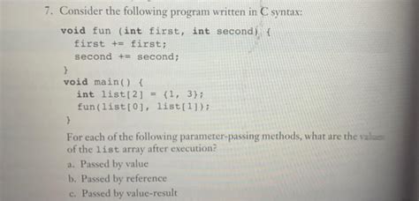 solved 7 consider the following program written in c